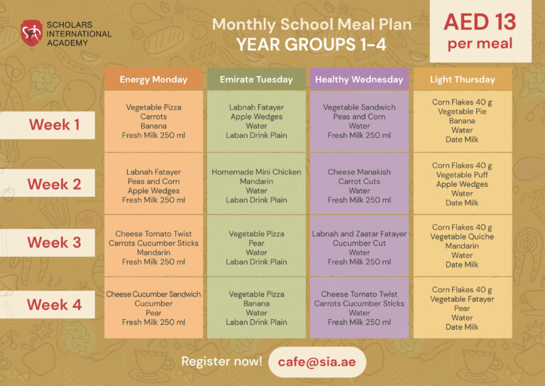 School Meal Plan | Sharjah English School | SIA.ae
