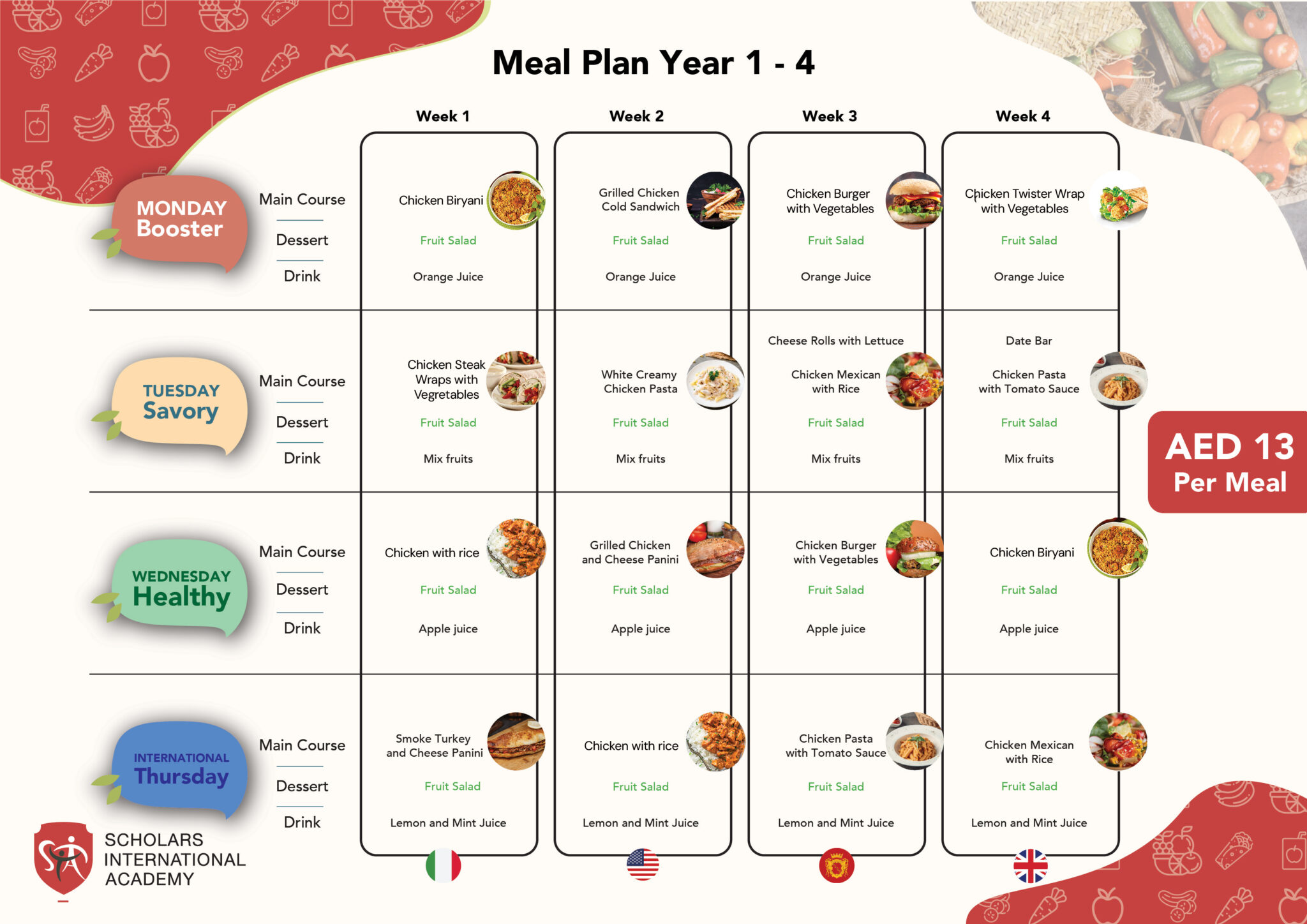 School Food Plan at Scholars International Academy